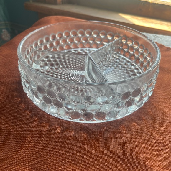 Dining | Vintage Clear Glass Divided Serving Bowl Mid Century 3 Part ...